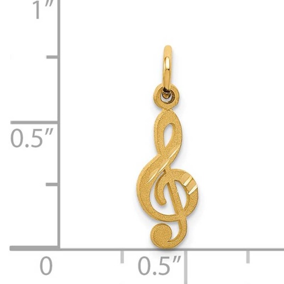 Jewelry | Solid 14k Yellow Gold Treble Clef Music Note Pendant Necklace ...